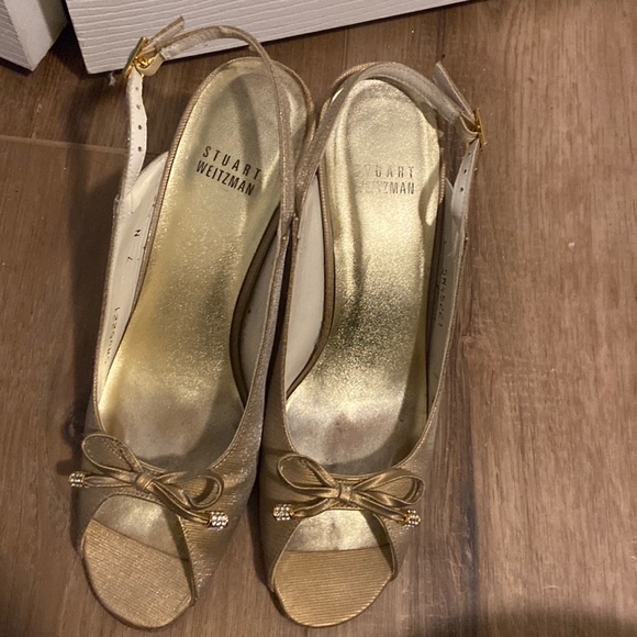 Stuart Weitzman | Shoes | Stuart Weitzman Champagne Gold Fabric High ...
